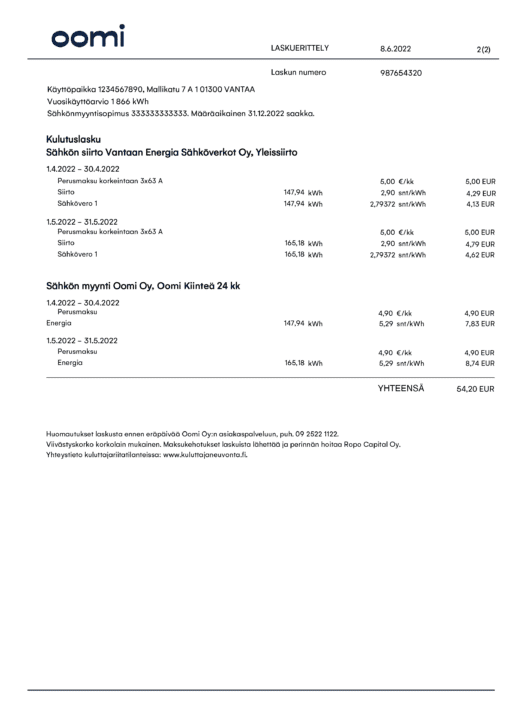 Laskun lukuohje - Oomi